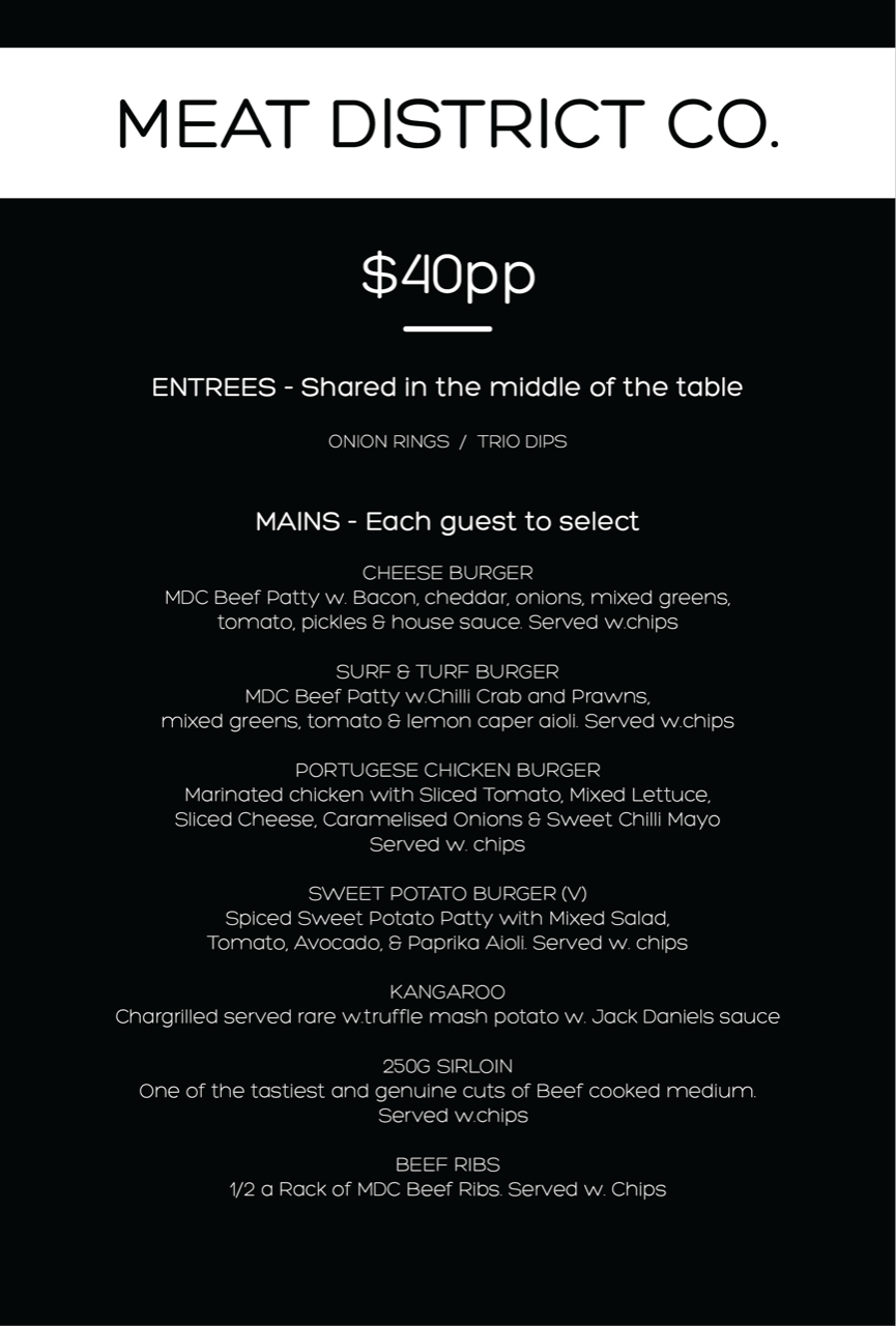 Meat Districts Co's Functions & Banquet Menu